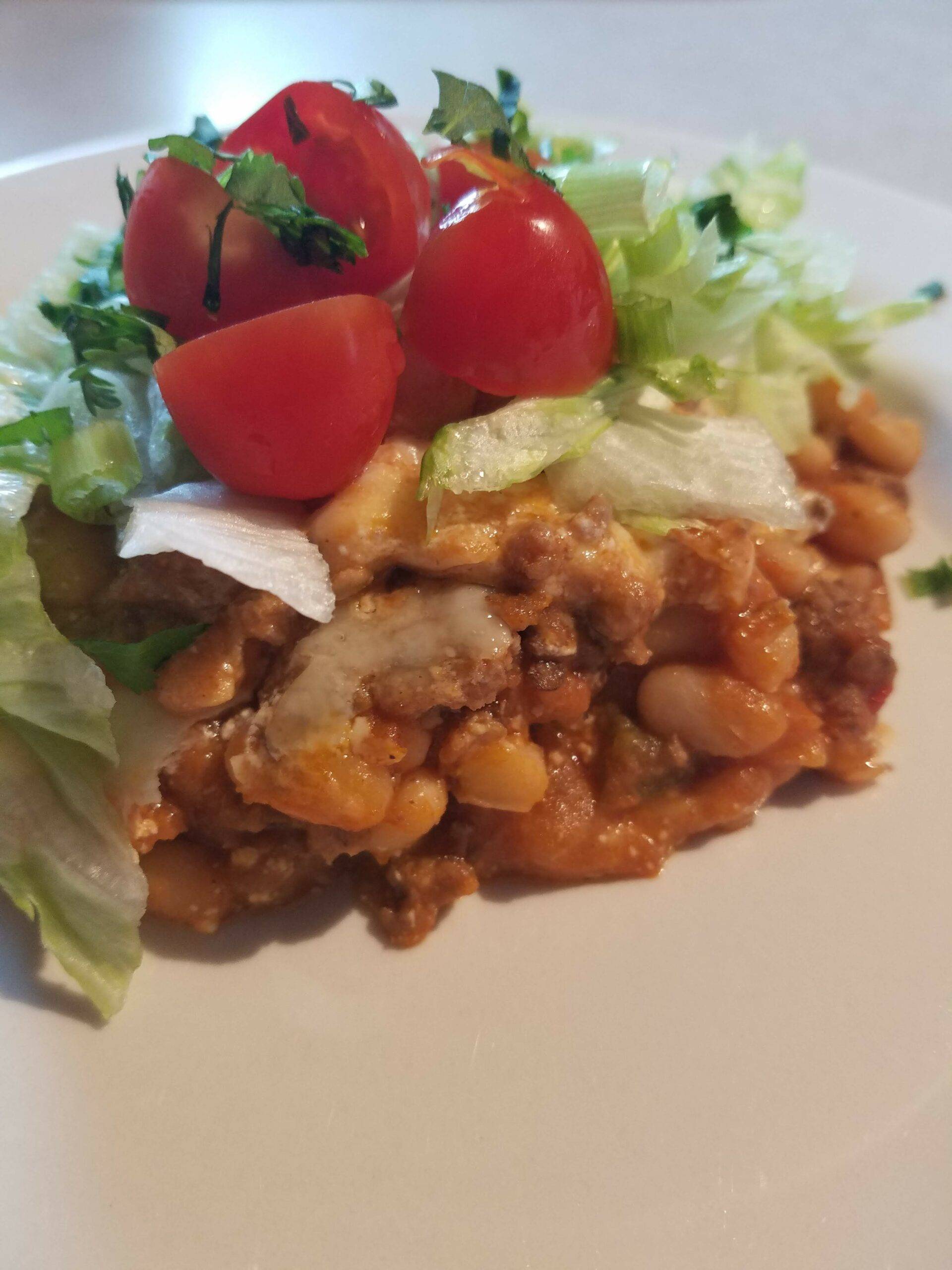 Bean Stacked Tortilla Bake - Staying on Budget